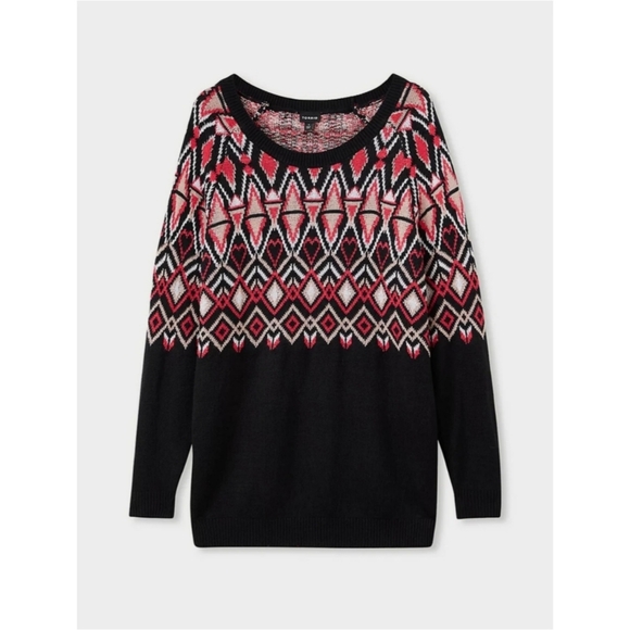 torrid | Sweaters | Torrid Fair Isle Pullover Sweater Crew Neck Black ...